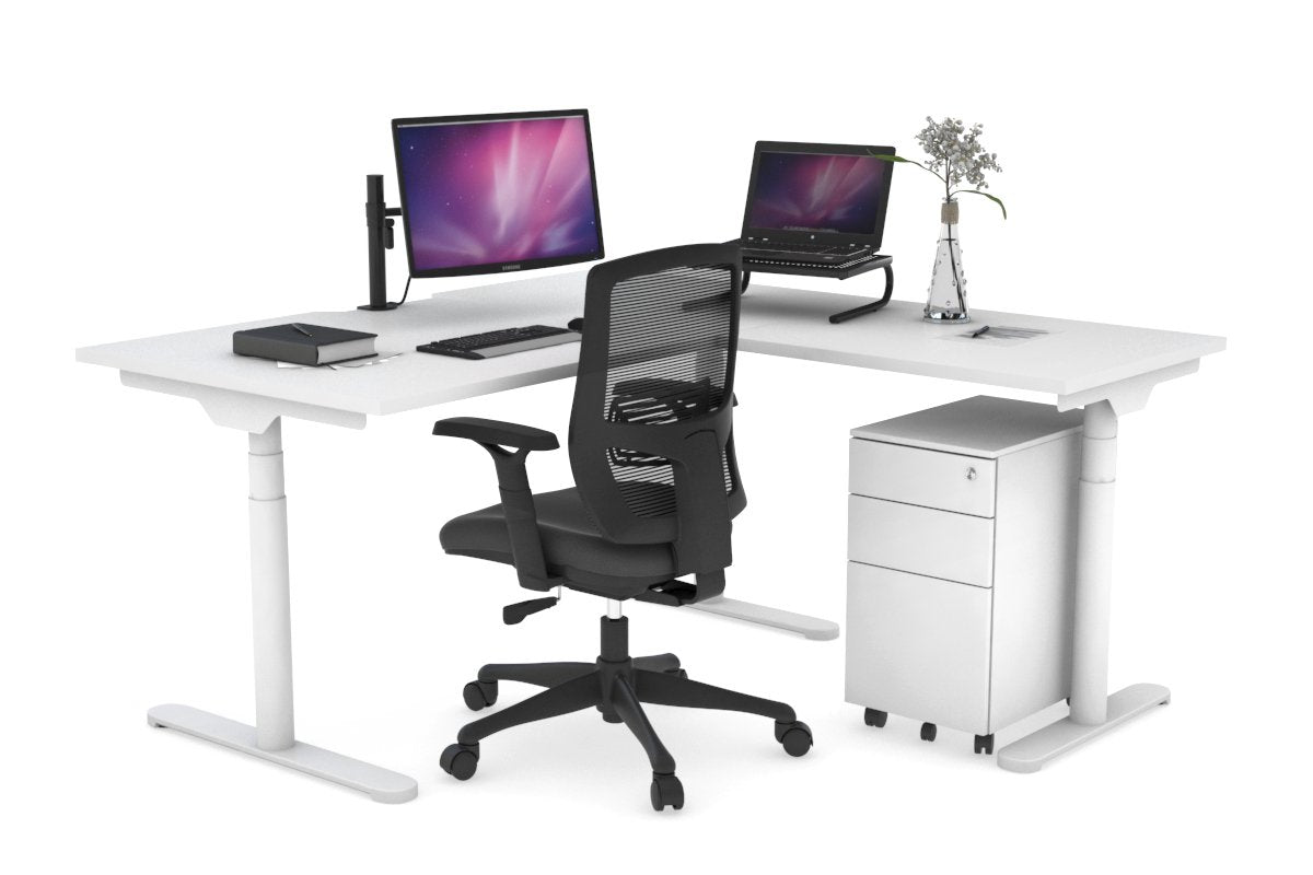 Flexi Premium Height Adjustable Corner Workstation [1400L x 1550W with